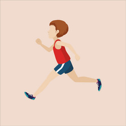 Boy running side view design flat Royalty Free Vector Image