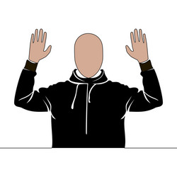 Continuous line drawing man surrendering Vector Image