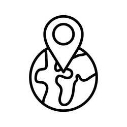Global pin world map line icon earth planet Vector Image