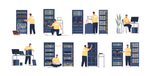 Sysadmin characters set system administrator Vector Image