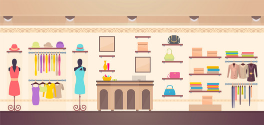 Clothing store woman clothes shop and boutique Vector Image