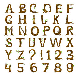 Forest alphabet with letters arranged from tree Vector Image