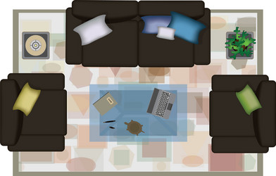 Interior icons top view with sofa armchair couch Vector Image