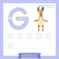 Letter g uppercase tracing practice worksheet Vector Image