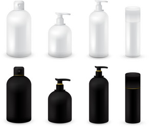 Blank cosmetic package collection set isolated Vector Image