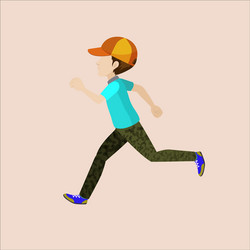 Boy running side view design flat Royalty Free Vector Image