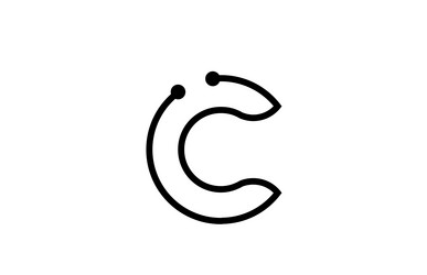 Black white grey c dot line alphabet letter logo Vector Image
