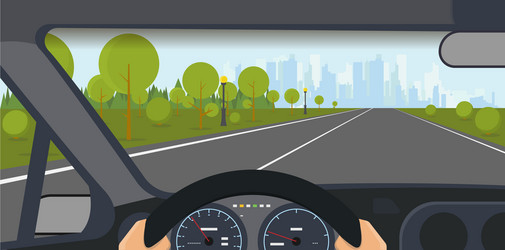 Inside car driver view with rudder dashboard Vector Image