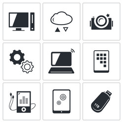 Exchange of information technology flat icons set Vector Image