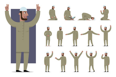 Set of traditionally clothed muslim character Vector Image