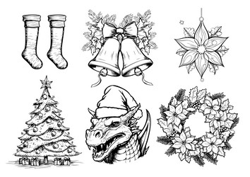 Christmas Scene Line Drawing Vector Images (over 330)