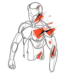 Linear drawing of a perfect body fit model man Vector Image