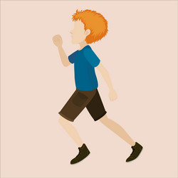 Boy running side view design flat Royalty Free Vector Image