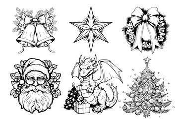 Christmas Scene Line Drawing Vector Images (over 330)