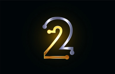 Gold number 2 logo icon design Royalty Free Vector Image