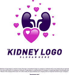 Love kidney logo design concept urology Royalty Free Vector