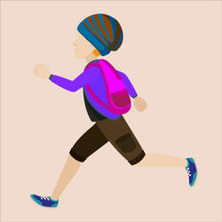 Boy running side view design flat Royalty Free Vector Image