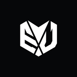 Ev logo monogram shield inside circle shape Vector Image