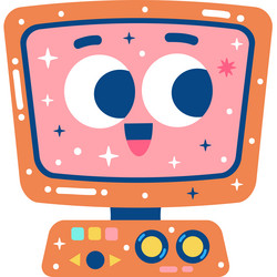 Glitzy retro computer sticker set Royalty Free Vector Image