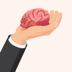 Hand holding brain carefully symbolic mental Vector Image