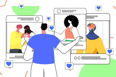 People chatting during video call social network Vector Image