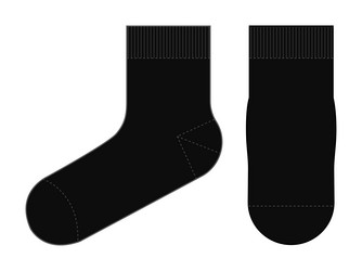 Socks template front side view black Royalty Free Vector