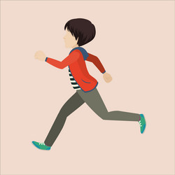 Boy running side view design flat Royalty Free Vector Image