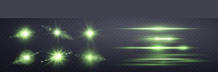 Green lens flares set isolated on transparent Vector Image
