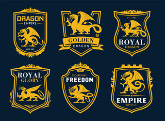 Heraldic animals medieval heraldry shields Vector Image