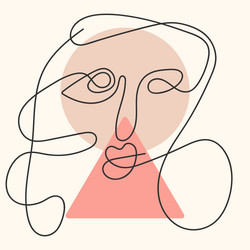 Human face one lineminimalist continuous portrait Vector Image