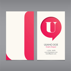 Business card letter u Royalty Free Vector Image