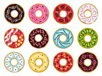 Donut top view sweet dessert into glaze for menu Vector Image