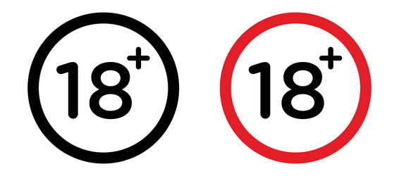 18 plus icon set adult age circle symbol Vector Image