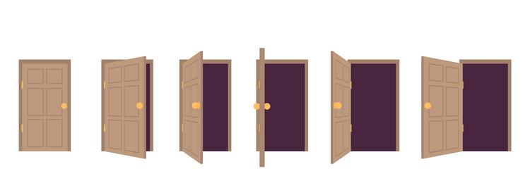 Door opening and closing set stages sequence Vector Image
