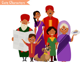 Big happy indian family Royalty Free Vector Image