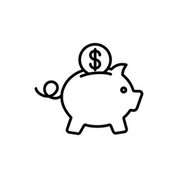 Line cash dollar money icon on white background Vector Image