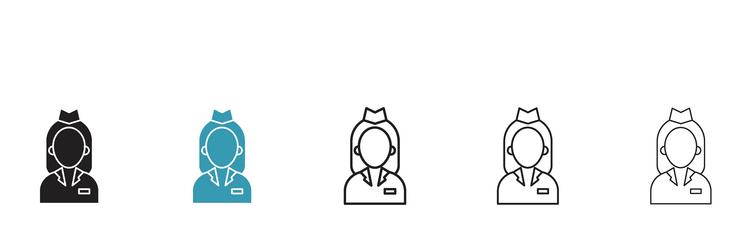 Stewardess icon set flight crew business symbol Vector Image