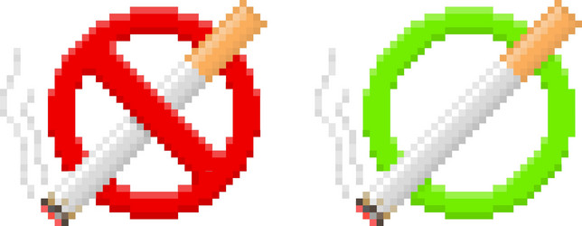 Pixel no smoking and area signs Royalty Free Vector Image