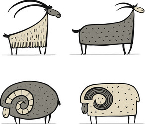 Goats and rams collection for your design Vector Image