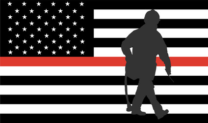 Thin red line firefighter flag and blue flag Vector Image