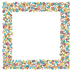 Colorful random spray text box made from alphabet Vector Image