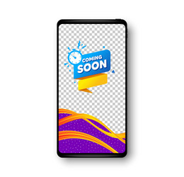 Coming soon paper banner timer announcement tag Vector Image