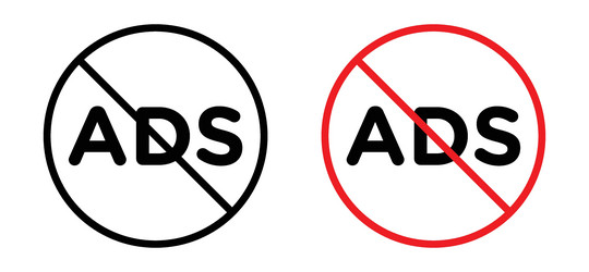Ad blocker icon set ban and stop add symbol Vector Image