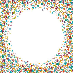 Colorful random spray text box made from alphabet Vector Image