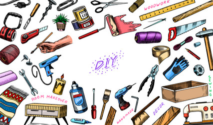 Diy background hardware shop concept glue wood Vector Image