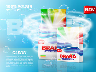 Washing powder ad realistic Royalty Free Vector Image