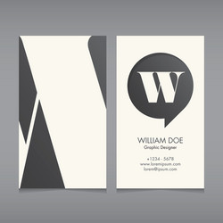 Business card template letter w Royalty Free Vector Image