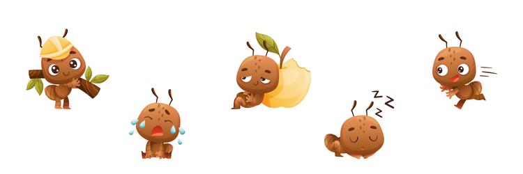 Cute little ant baby doing various activity big Vector Image