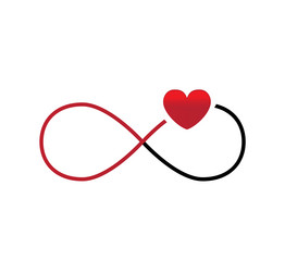 Two hearts and endless loop symbol logo infinity Vector Image