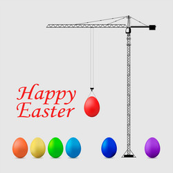Happy easter construction cranes hold a banner Vector Image